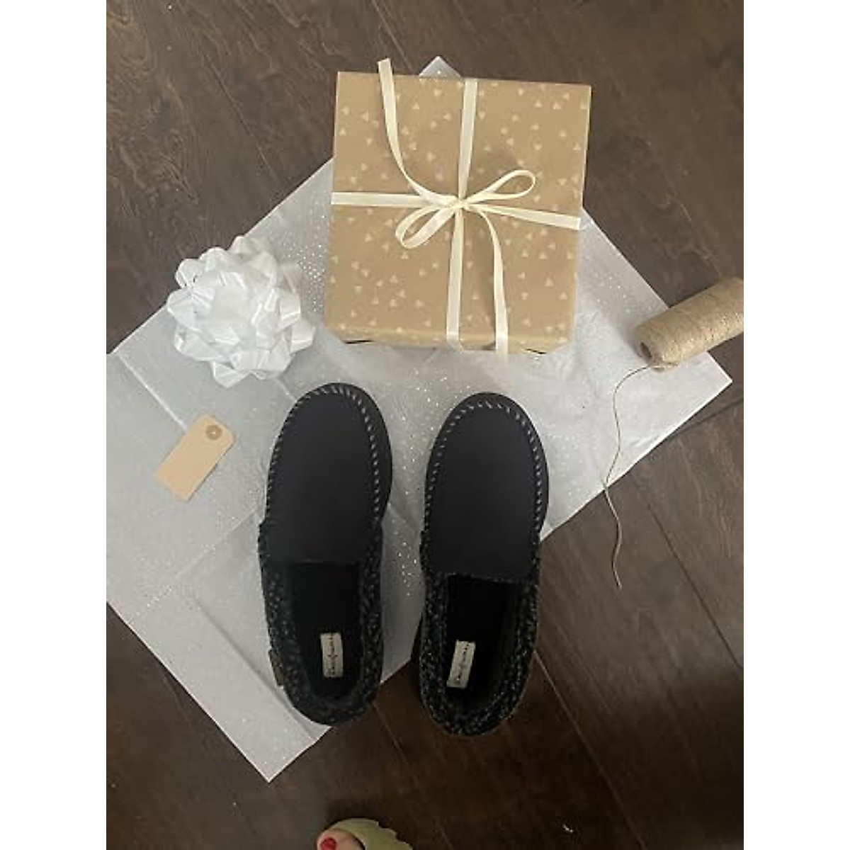 Dearfoams mens Eli Microsuede Moccasin Slipper, Black, Large US