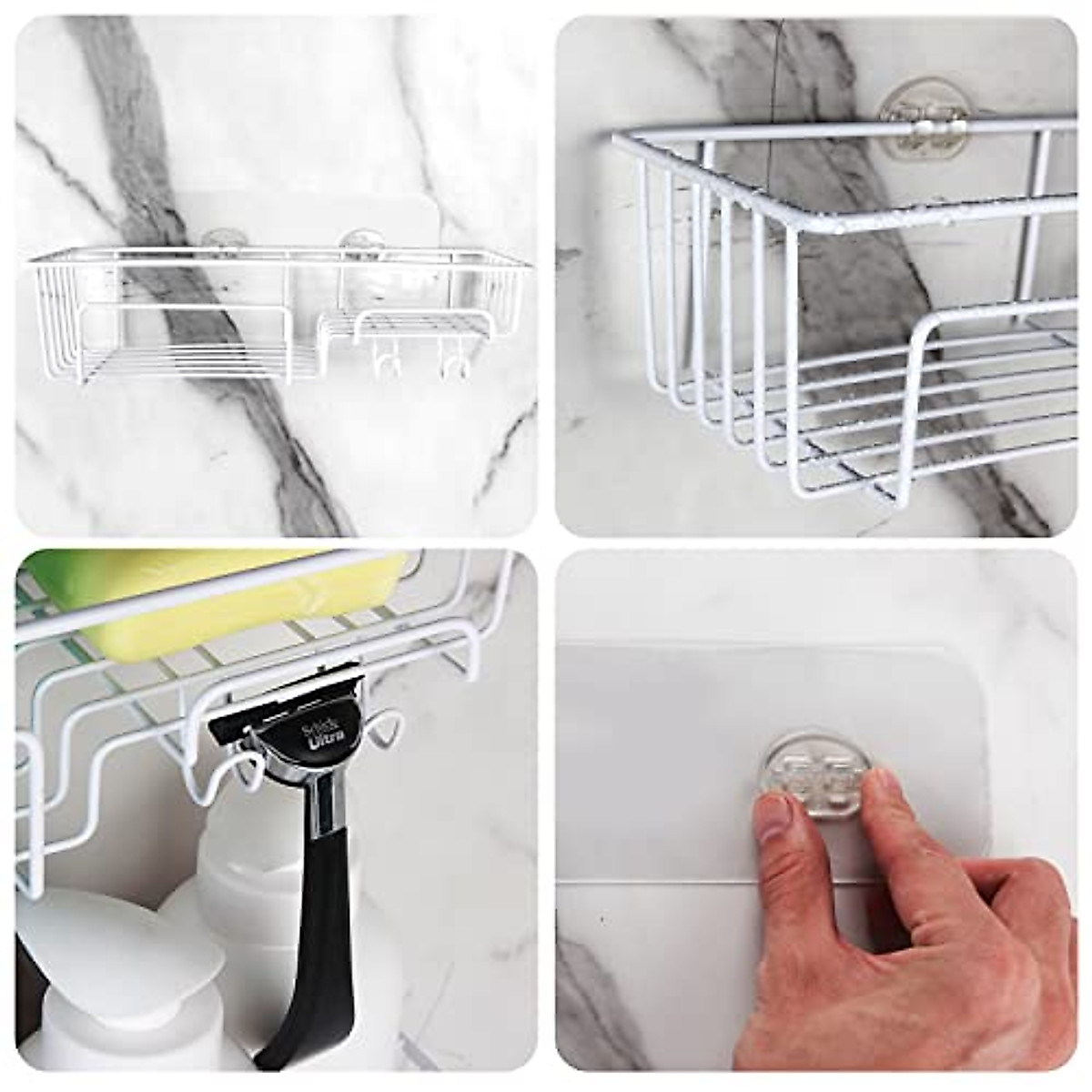 Liangding Shower Caddy 3-Pack Shower Shelf Organizer Stainless Steel Adhesive Kitchen Storage Shelves Rack with Soap Dish Razor Wall Mounted Bathroom Shower Storage Shelves for Inside Shower