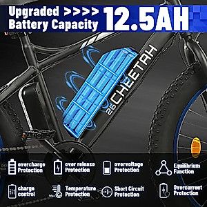 ECOTRIC Cheetah Electric Bike 26" X 4" Fat Tire Bicycle 500W 36V 12.5AH Battery EBike Beach Mountain Snow E-Bike Throttle & Pedal Assist for Adults - 90% Pre-Assembled