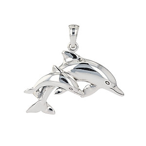 Jewelry Trends Sterling Silver Large Mother and Child Dolphin Pendant