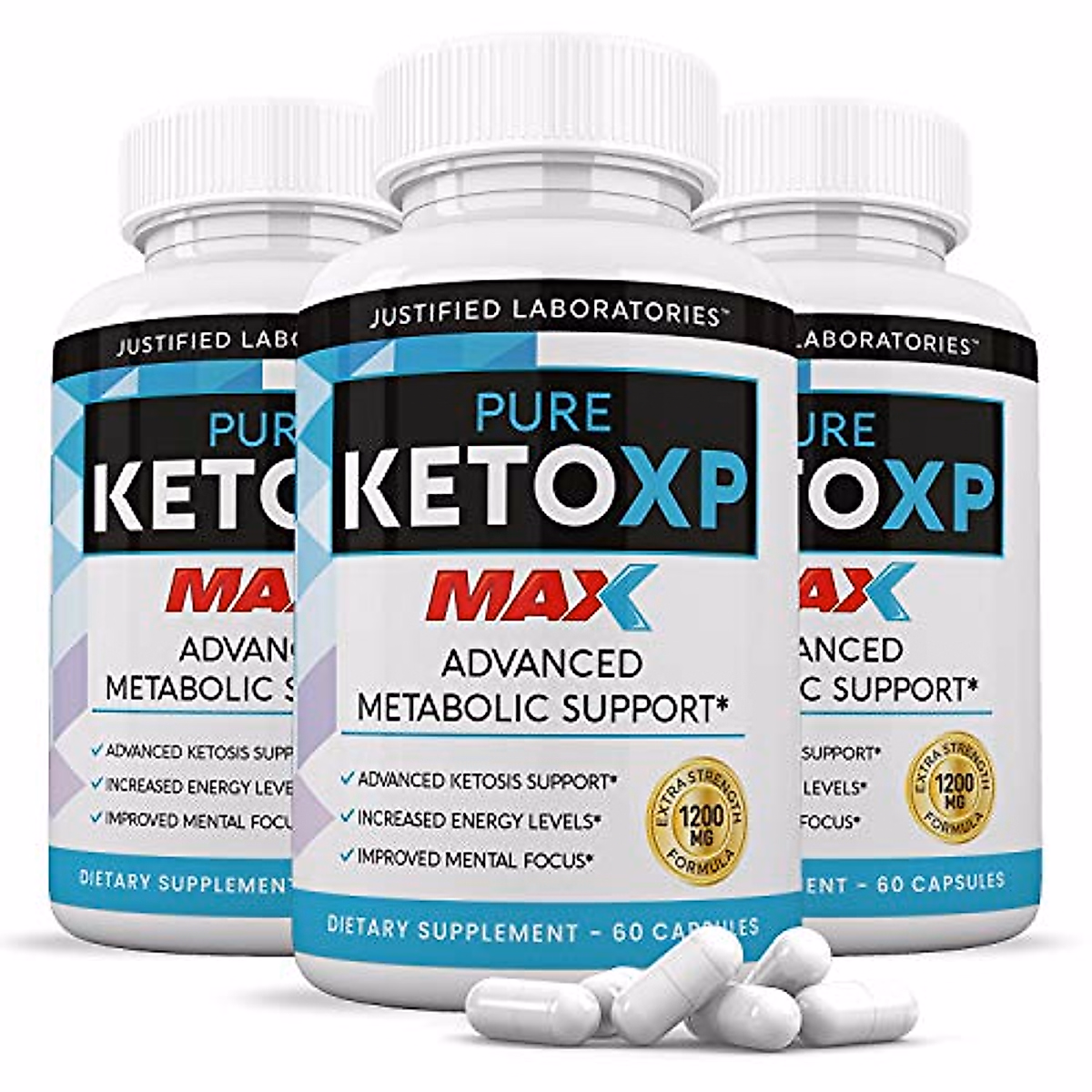 Pure Keto XP Max 1200MG Pills Advanced Ketogenic Supplement Real Exogenous Ketones Ketosis Support for Men Women 60 Capsules 3 Bottles