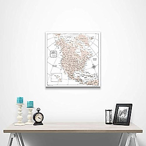Push Pin North America Map Board - With Push Pins to Mark North America Travel - Handmade in Ohio, USA - Design: Light Brown Color Splash