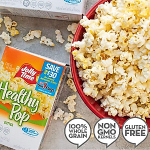 Jolly Time Healthy Pop Microwave Popcorn, Low Fat Gluten Free Non-GMO (Healthy Pop 100's - Butter & Sea Salt, 1.2 Ounce (Pack of 30))