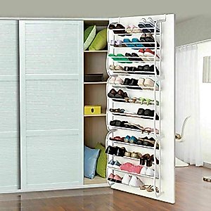TREE.NB Hanging Shoe Rack - Over Door - 36 Pair - Storage Organizer, White
