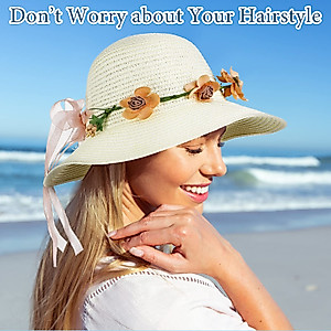 8 Pcs Tea Party Hat Bulk for Women Flower Lace Ribbon Wide Brim Hats Fancy Straw Hat with Flowers Caps Fascinator Hats for Tea Party Birthdays Supplies Multicolor