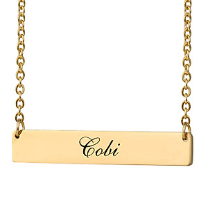 HUAN XUN Personalized Name Bar Necklace Cobi Gold Jewelry Valentine's Day for Her