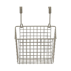 Spectrum Grid Over the Cabinet Wire Storage Basket Large (Satin Nickel Powder Coat) - Organizer for Bathroom, Kitchen, Under Sink, Pantry, Hair Tools, & More