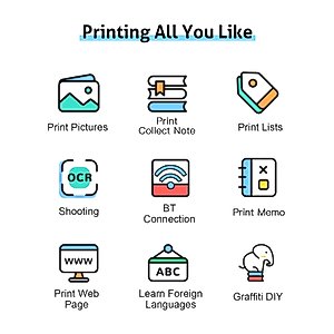 MIGYKO All-in-one Photo Printer Multifunction Portable Printer Wireless Instant Mini Printer Support BT Connection for Smartphone with 11 Paper Rolls 57mm Compatible with iOS Android