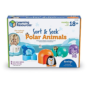 Learning Resources Sort & Seek Polar Animals, Toddler Activities, Educational Toy Set Color, Teaching Toys, 15 Pieces, Age 18 Months+ Gifts for Boys and Girls