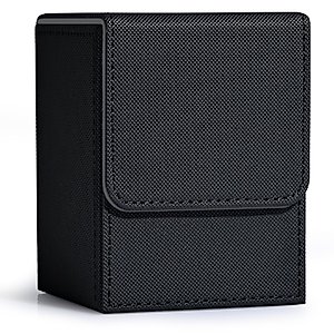 ZLCA Card Deck Box for Trading Cards, MTG YuGiOh Deck Case Holds 100+ Single Sleeved Cards, PU Leather Magnetic Card Storage Box Fits for TCG CCG Magic Game Cards (Black)