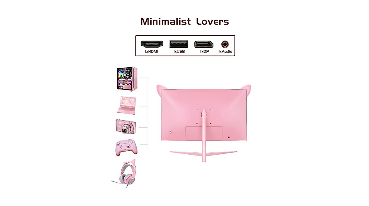 FYHXele 27" Pink Curved Gaming Monitor - 165Hz QHD