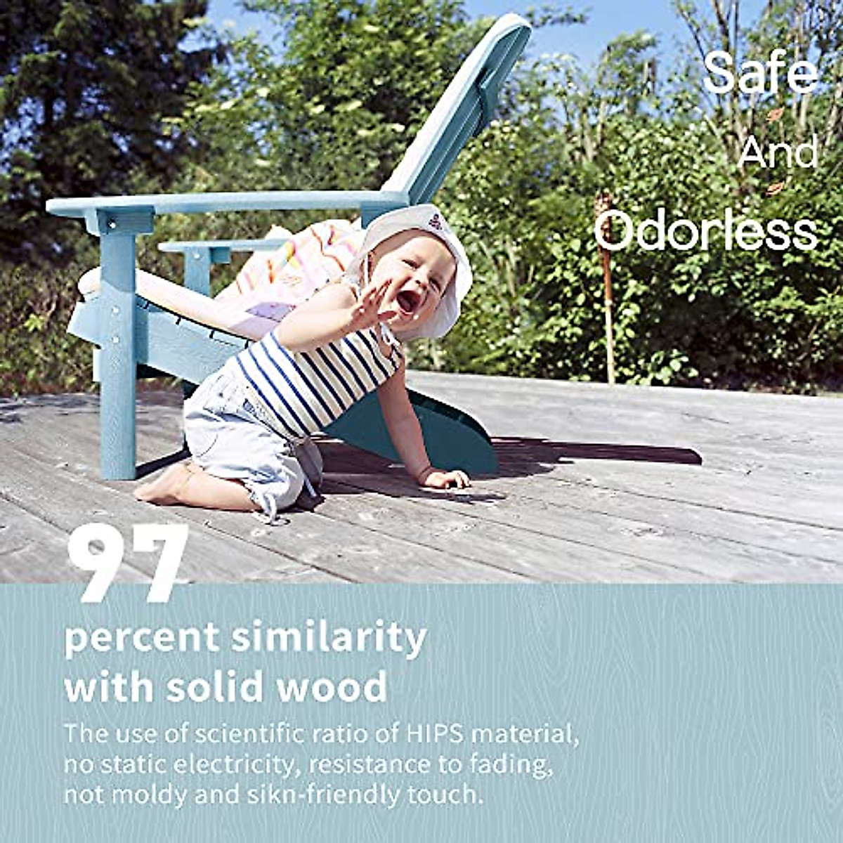 YEFU Classic Adirondack Chair Plastic Weather Resistant with Ottaman, Adirondack Foot Rest & Patio Chair, Weather Resistant, Widely Used in Outdoor, Fire Pit, Deck, Outside, Campfire Chairs(Blue)