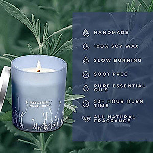 White Sage Sea Salt Candle | Sage Candles for Cleansing House | Candles for Home Scented | Sage Candle, Scented Candles for Men & Women, Energy Cleansing Candle, Relaxing Aromatherapy Scented Candle