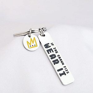 KEYCHIN Dream Ranboo Keychain SMP Gifts If the Crown Fits Wear It Jewelry Ranboo Quote Gifts For SMP Gamer (If the Crown K-S)