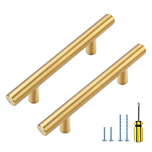 Ravinte Gold Cabinet Handles 30 Pack 5 Inch Brushed Gold Kitchen Cabinet Pulls 3 Inch Hole Center Brushed Brass Drawer Pulls Kitchen Hardware for Cabinet Drawer and Cupboard