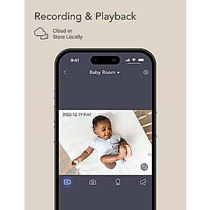 nooie Baby Camera Monitor, 2K Baby Monitor with Camera and Audio, 2.4Ghz WiFi Baby Monitor for Smartphone APP Control, Pet Camera, Motion and Sound Detection, HD Night Vision, SD or Cloud Storage