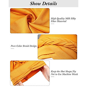 4 Pieces African Women Turban Cap Head Wraps Beaded Headscarf Beanie Wrap (Black, White, Navy, Ginger,Fresh Style)