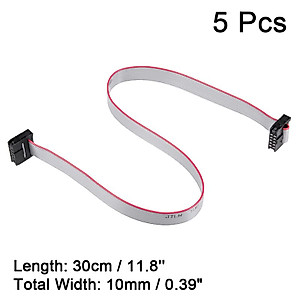 Tool parts IDC 10 Pins Connector Flat Ribbon Cable Female Connector 30cm 2mm Pitch - 5pcs