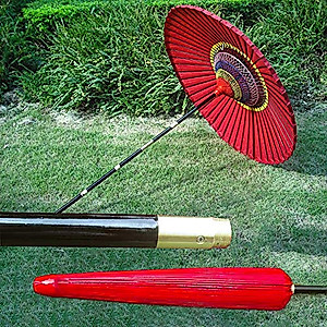 PARASOL LZPQ red Garden Umbrella, Japanese Retro Oil Paper Umbrella for Decoration Pool Beach Patio Sunscreen