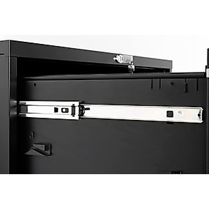 Lateral File Cabinet with Lock, 3 Drawer Lateral Filing Cabinet for Legal/Letter A4 Size, Locking Wide File Cabinet for Home Office, Metal Steel (Black, 3 Drawer)