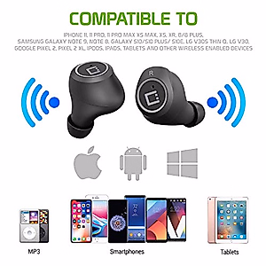 Wireless V5 Bluetooth Earbuds Compatible with Garmin Rino 750 with Charging case for in Ear Headphones. (V5.0 Black)
