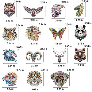 Animals Patches - Iron on Stickers Heat Transfer Appliques Cool Retro Folk-Custom Badges Logo with Butterfly Unicorn Dragon Lion Owl Tiger Design Decals for DIY T-Shirt, Bags, Hats, Jackets(15 PCS)