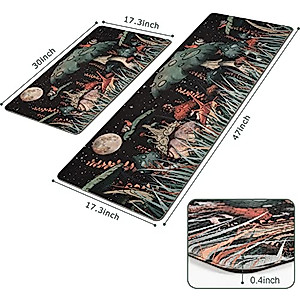 Yinhua Kitchen Mats for Floor, Anti Fatigue Mats for Kitchen Floor Mat Cushioned, Mushroom Kitchen Mat 2 Piece, Kitchen Rugs and Mats Non Skid Waterproof, Mushroom Kitchen Decor