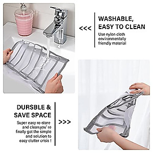 Hodeuineer Wardrobe Clothes Organizer for Jeans,7 Grid Foldable Drawer Organizers For Clothing,Clothes drawer Organizer for Thin Pants,Mesh Clothes Organizer For Folded Clothes(2Pack,Gray Upgraded)