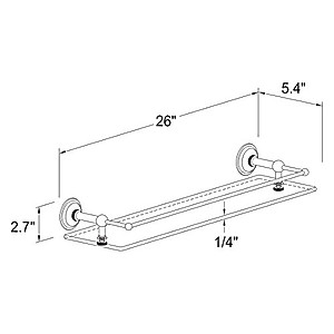 Ginger 2635T-24/PN London Terrace Gallery Rail, Polished Nickel, 24" Glass Shelf w/Straight Bar