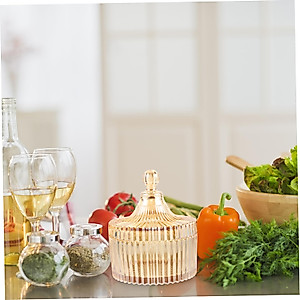 FELTECHELECTR Candy Dish with Lid Covered Candy Bowl Swab Bottle Decorative Storage Jar Ideal for Elegant Candy Container for Sweets and Treats