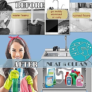 Under Sink Mat 34x22in Silicone Waterproof Mat with Drain Hole Kitchen Cabinet Liner Protector Under Sink Tray for Bathroom Kitchen