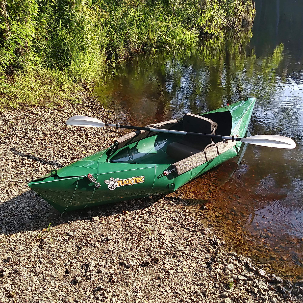 Tucktec Advanced 2020 Model 10 Foot Foldable Kayak Folding Canoe, Portable Lightweight, Boat Fits in Your Car No Roof Rack Needed, Stronger Than Inflatable, for Kids or Adult (Black)