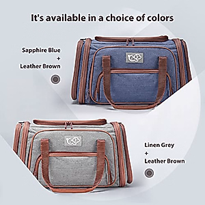 Expandable Cat Carrier, Pet Carrier Airline Approved 2 Sides Expandable Pet Carrier with Removable Fleece Pad, Large Cat Carrier TSA Approved Pet Carrier for Cats Dogs and Small Animals - Grey