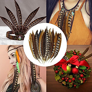 obmwang 21 Pcs 20-25cm Natural Pheasant Feathers for DIY Craft Wedding Home Party Decorations, 3 Styles