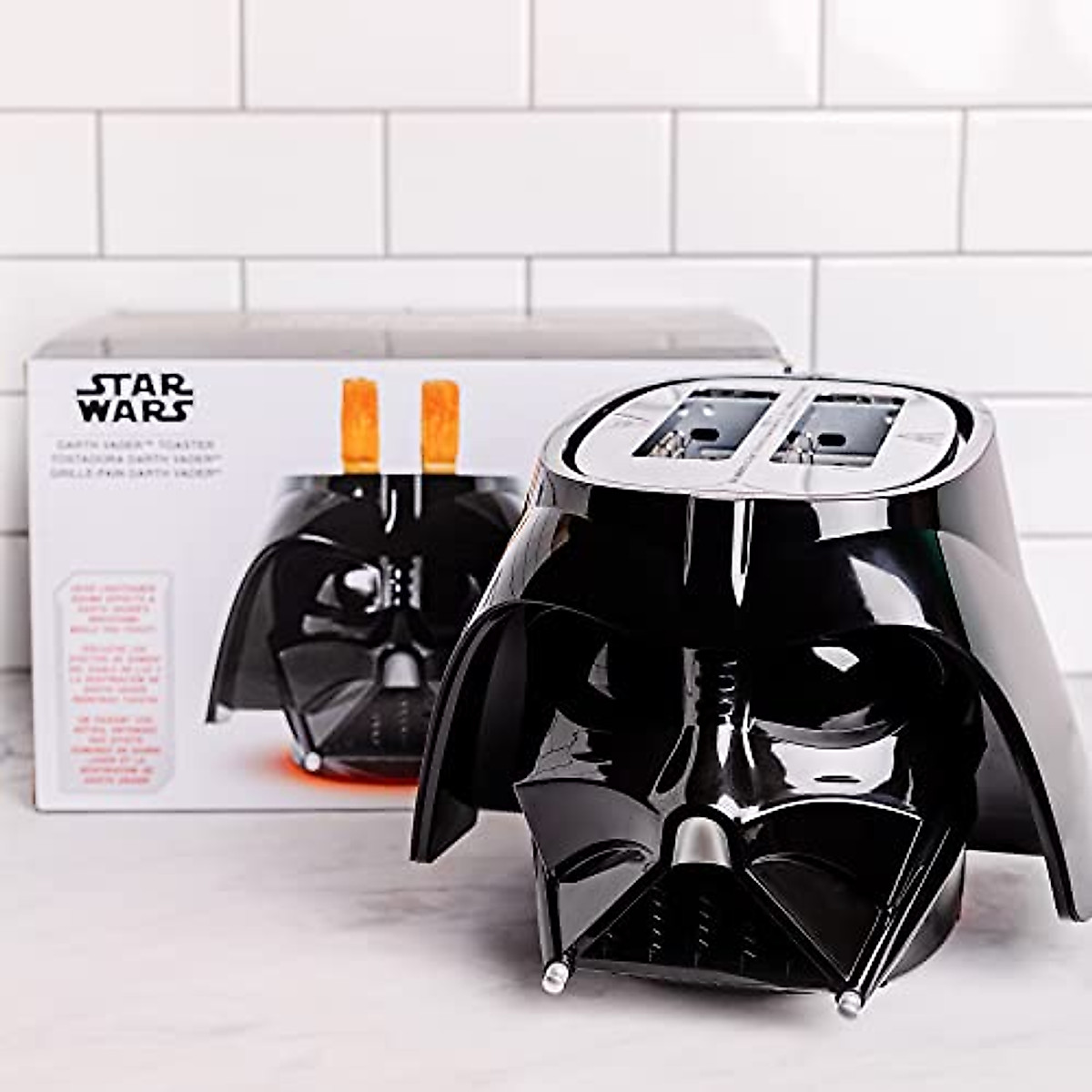 Uncanny Brands Star Wars Darth Vader Halo Toaster - Lights-Up and Makes Lightsaber Sounds