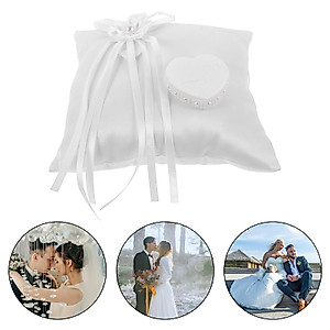 Veemoon Ring Bearer Pillow, 7.86 in Decor Bridal Wedding White Ring Holder Bearer Pillow for Beach Wedding Party