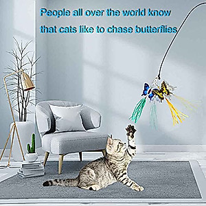 OODOSI Cat Wand Toy, Interactive Cat Toys with 2 Poles & 9 Attachments Worm Feathers, Cat Feather Toy for Kitten Cat for Indoor Cats