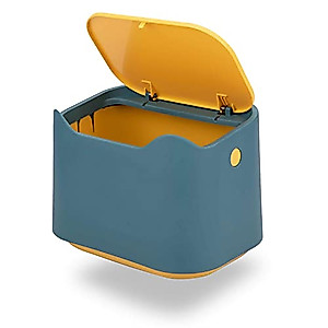 Mini Push-Type Removable Lid Storage Wastebasket Organizer Box Desktop Countertop Garbage Bin for Bathroom Office Tabletop Kitchen