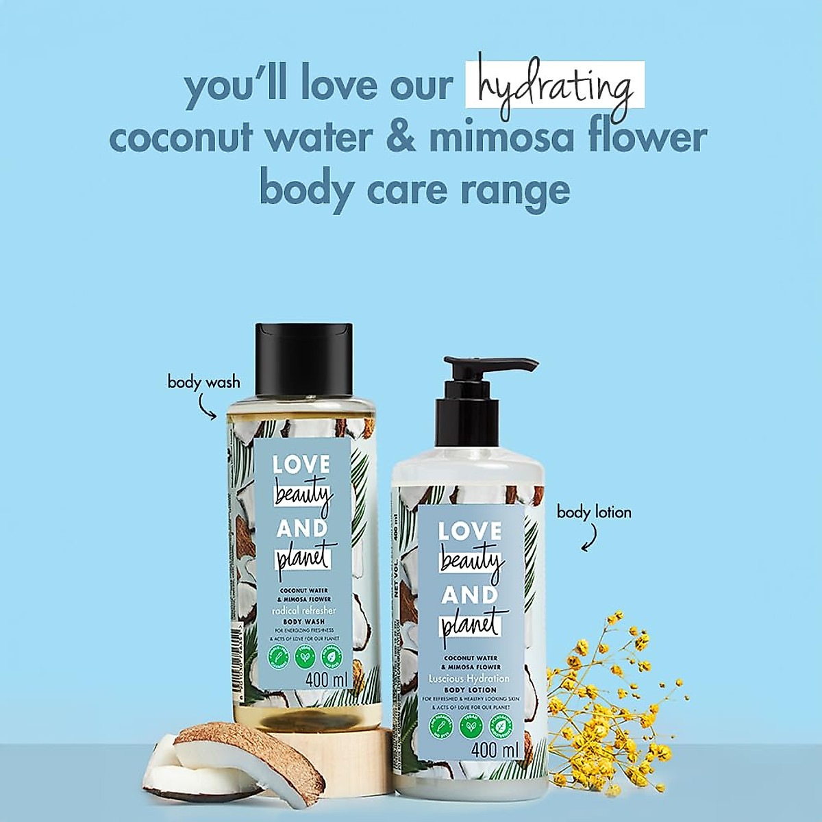 Love Beauty & Planet Luscious Hydration Body Lotion Coconut Water and Mimosa Flower 13.5 oz (Pack of 1)