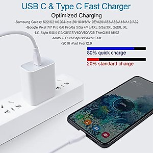 USB C Fast Charger for Google Pixel 7 7 Pro 6 6 Pro 6a 5 4 4A 4XL 3 3A 3XL 2 XL, Pad Pro, Samsung Galaxy A14 5G A13 A53 A03s S23 S22 S21 S20 FE A54, 20W 3A PD Power Adapter with 6FT Type C to C Cable