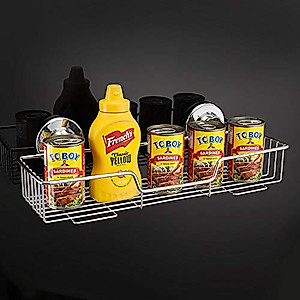 ARCCI Suction Shower Caddy, Shower Shelf Basket with Hooks, Wall Mounted Bathroom Organizer - 304 Stainless Steel Shower Rack for Shampoo, Conditioner Razor, 2 Sets