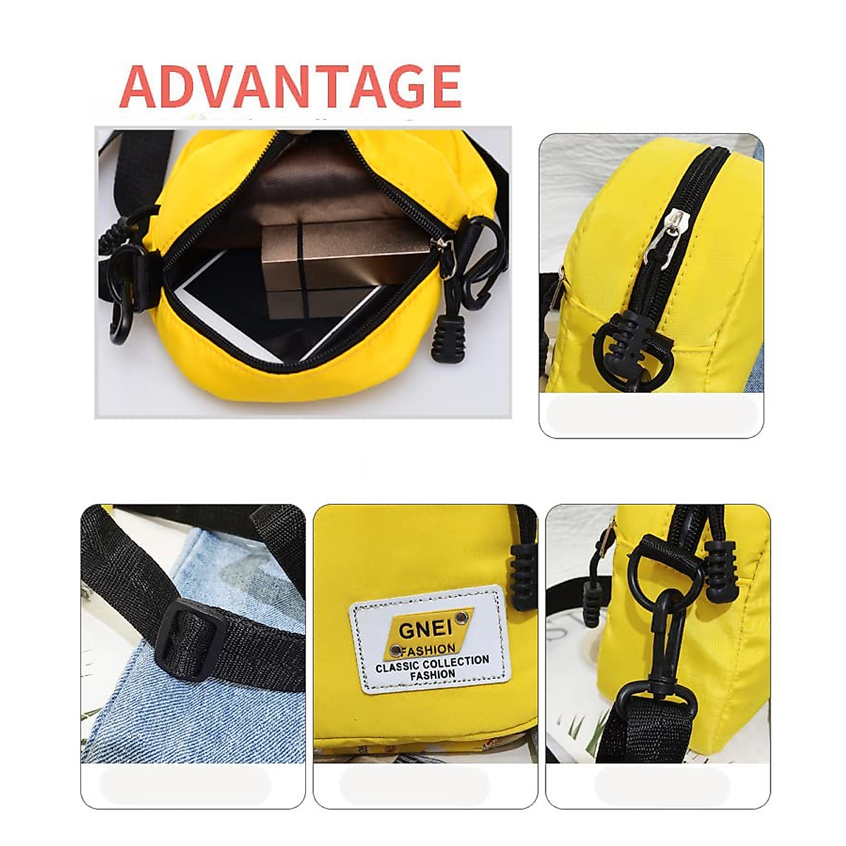 RICHTRUE Nylon Crossbody Bags for Women Small Crossbody Bag Men Purses for Women Crossbody Bag Aesthetic Purse (Black)