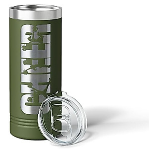 Cuptify Cheer Tumbler with Lid Laser Engraved on Army Green 22 oz Skinny Cup for Cheerleader Vacuum Insulated Birthday Gift for Cheerleading, Cheer Squad, Women