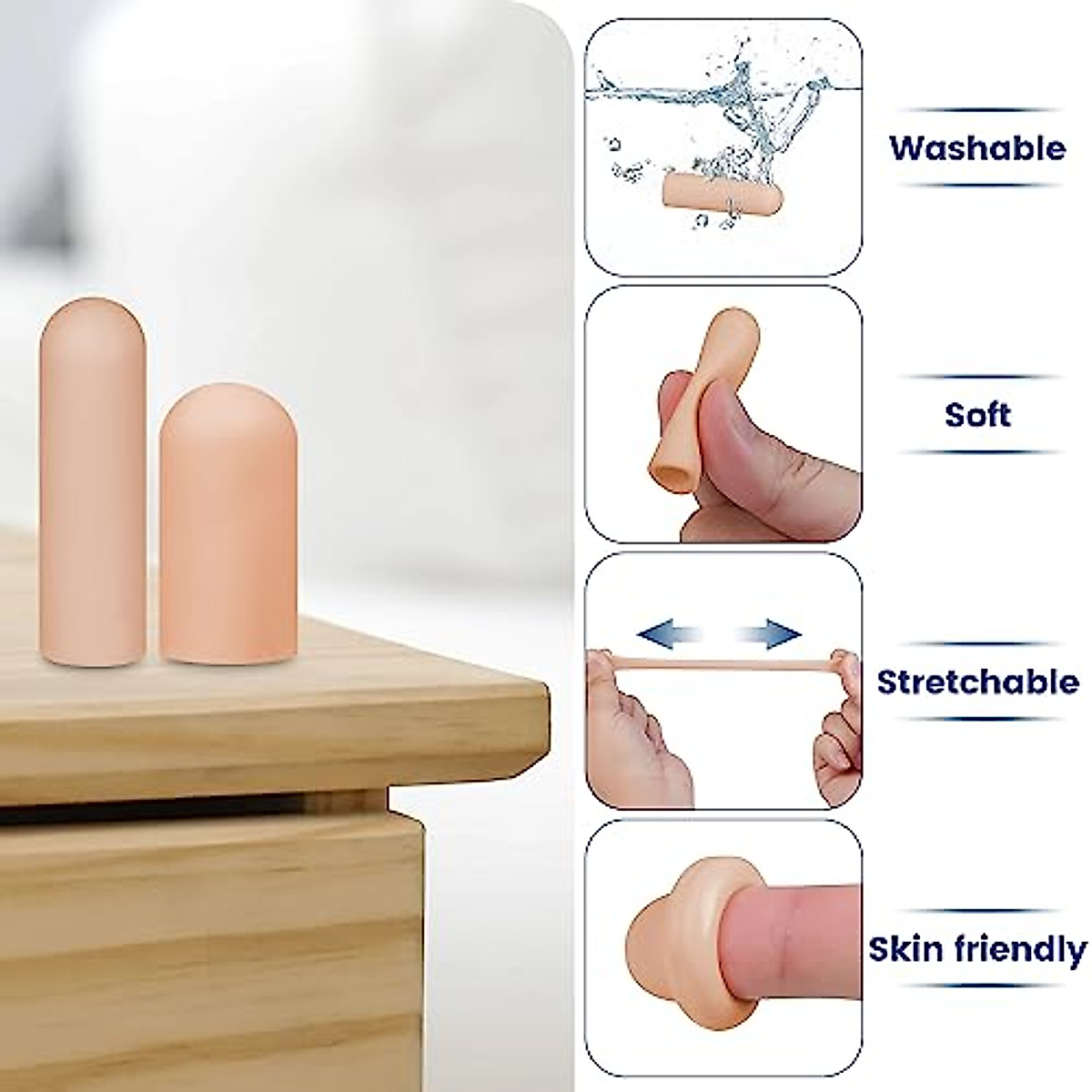 EDNYZAKRN 20PCS Gel Finger Cots Thumb Protector, Silicone Finger Sleeves Cover for Finger Tips, Finger Guard Nail Protector for Trigger Finger Finger Cracking Finger Arthritis Eczema