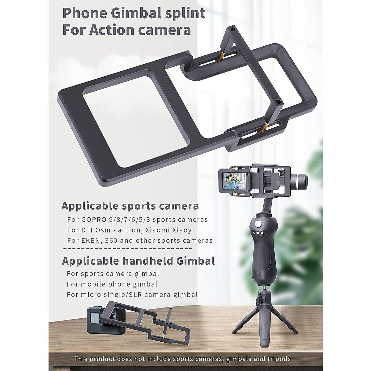 FEICHAO Camera Gimbal Conversion Splint Stabilizer Compatible for DJI Zhiyun Feiyu MOZA DJI, Gopro Hero 9 8 7 6 5 (Metal)