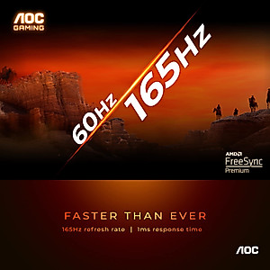 AOC C24G1A 24" Curved Frameless Gaming Monitor, FHD 1920x1080, 1500R, VA, 1ms MPRT, 165Hz (144Hz supported), FreeSync Premium, Height adjustable Black