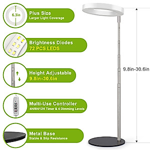 LORDEM Grow Light, LED Plant Light for Indoor Plants Growing, Full Spectrum Desk Growth Lamp with Automatic Timer for 4H/8H/12H, 4 Dimmable Levels, Height Adjustable 9.8"-30.6"