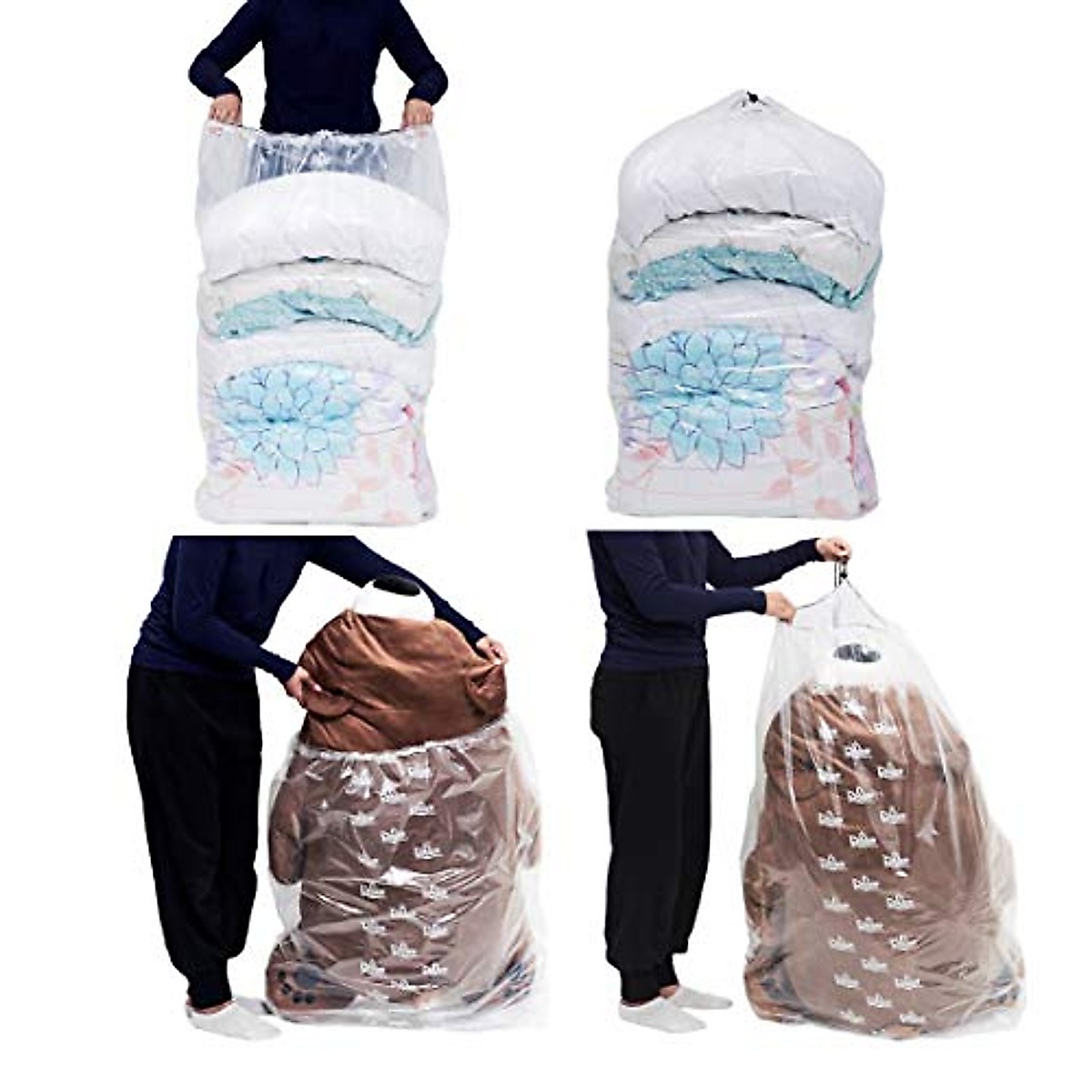4 pieces of Dust Cover Big Plastic Drawstring Bags Multi-Purpose for Storage and Keeping Luggage, Big Dolls, Blankets, Pillows, Suitcase Good for Household Organizing Reusable (L (79x115 cm))