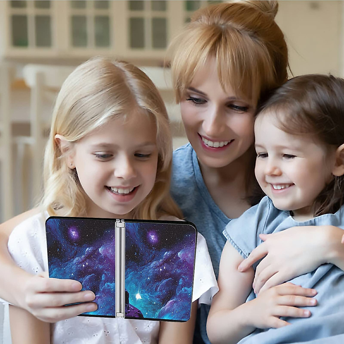 AIRWEE Case for Microsoft Surface Duo Case,Surface Duo Leather Case 2020, Ultra Slim Hard PC Back Case Protective Fold Cover Case for Microsoft Surface Duo,Starry Sky