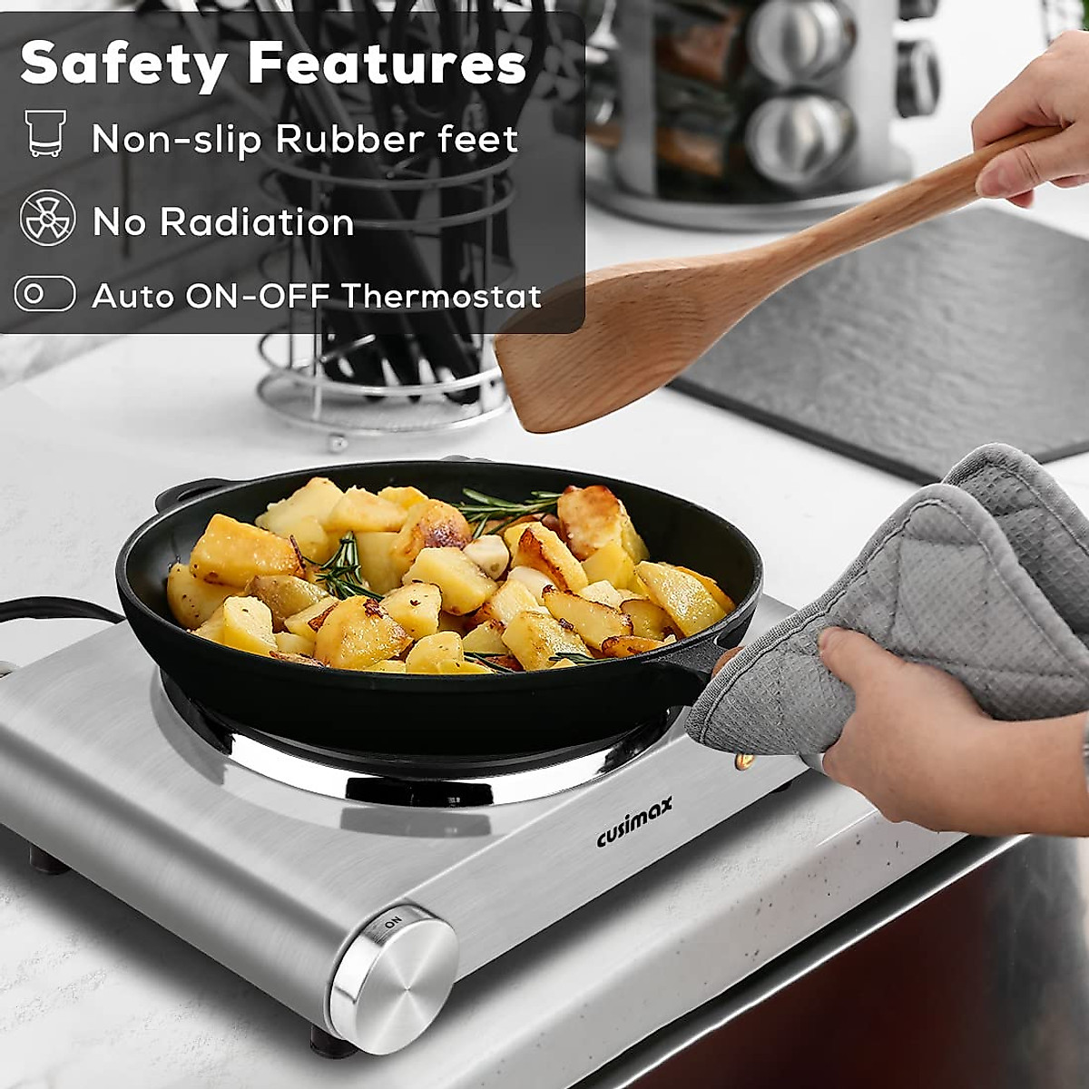 Induction Cooktop, CUSIMAX 1800W Portable Induction Burner with Timer, Sensor Touch Countertop Burner, 10 Temperature and 9 Power Setting, Kids Safety Lock for Cast Iron, Stainless Steel Cookware